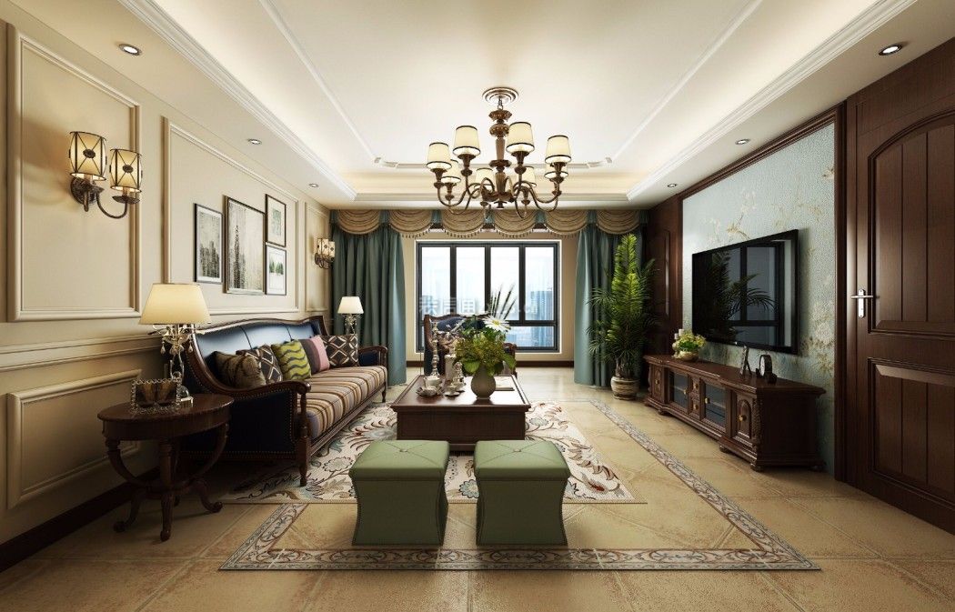 杭州御景蓝湾美式风格126平米设计方案 _装信通网