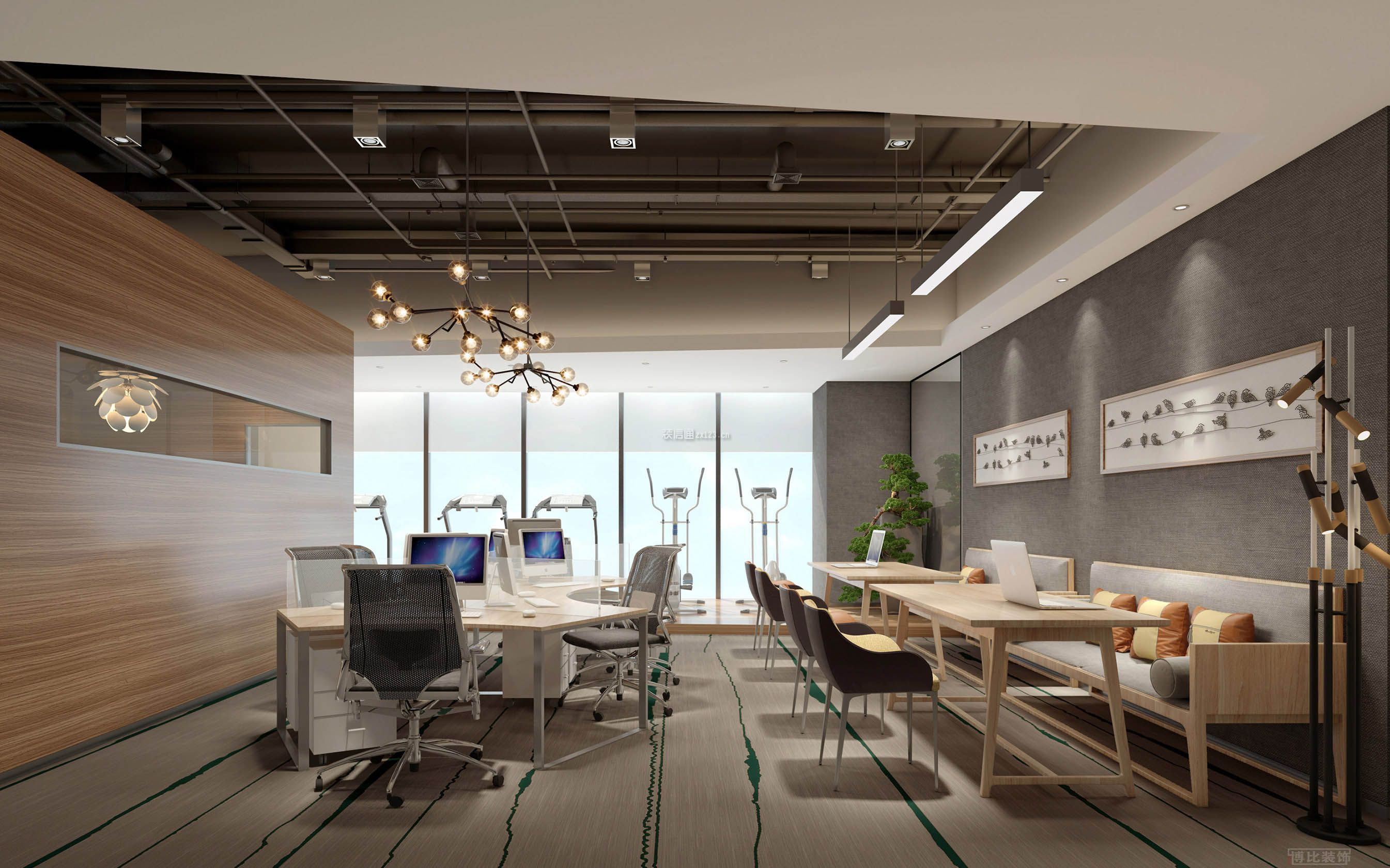 重庆商务办公室混搭风格800平米设计方案 办公室办公桌摆放图片_装信通网