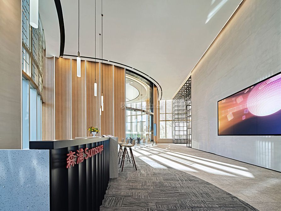 上海办公室现代风格1200平米设计方案 办公室前台接待台_装信通网