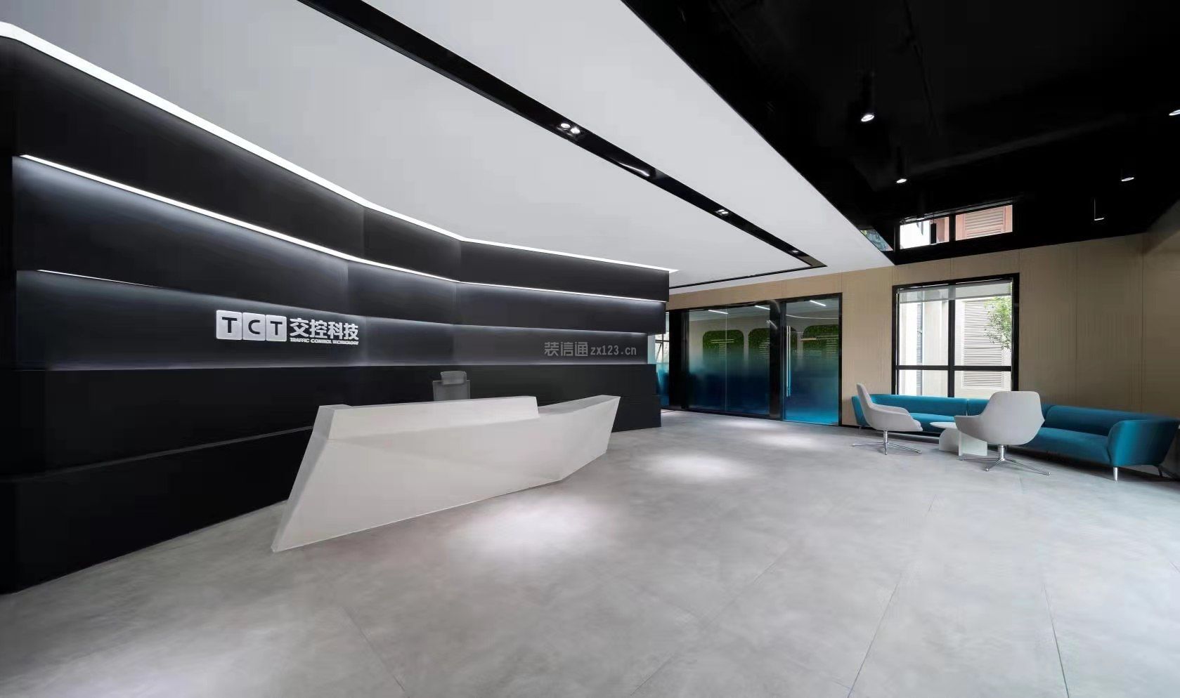 成都办公室现代风格2650平米设计方案 办公室前台接待台_装信通网