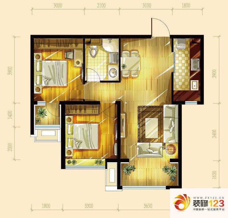 北京华远铭悦世家华远铭悦世家B5户型户型图 ...图片大全-我的小区-北京装信通网